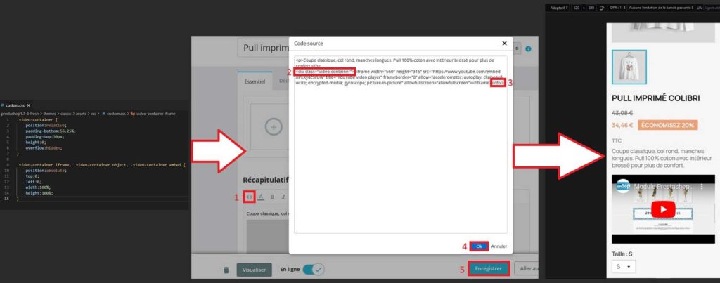 Prestashop: comment rendre une vidéo intégrée responsive